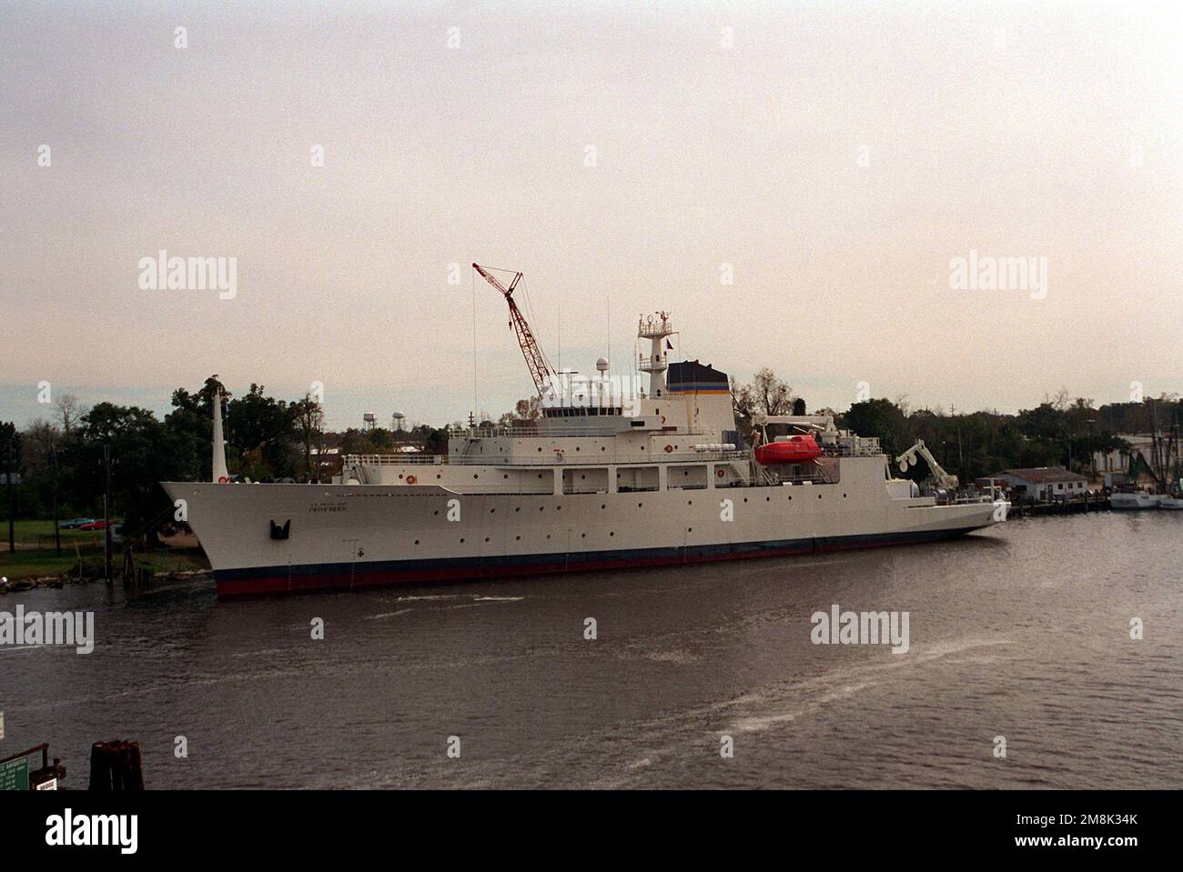 Port bow view of the Military Sealift Commands oceanographic survey ...