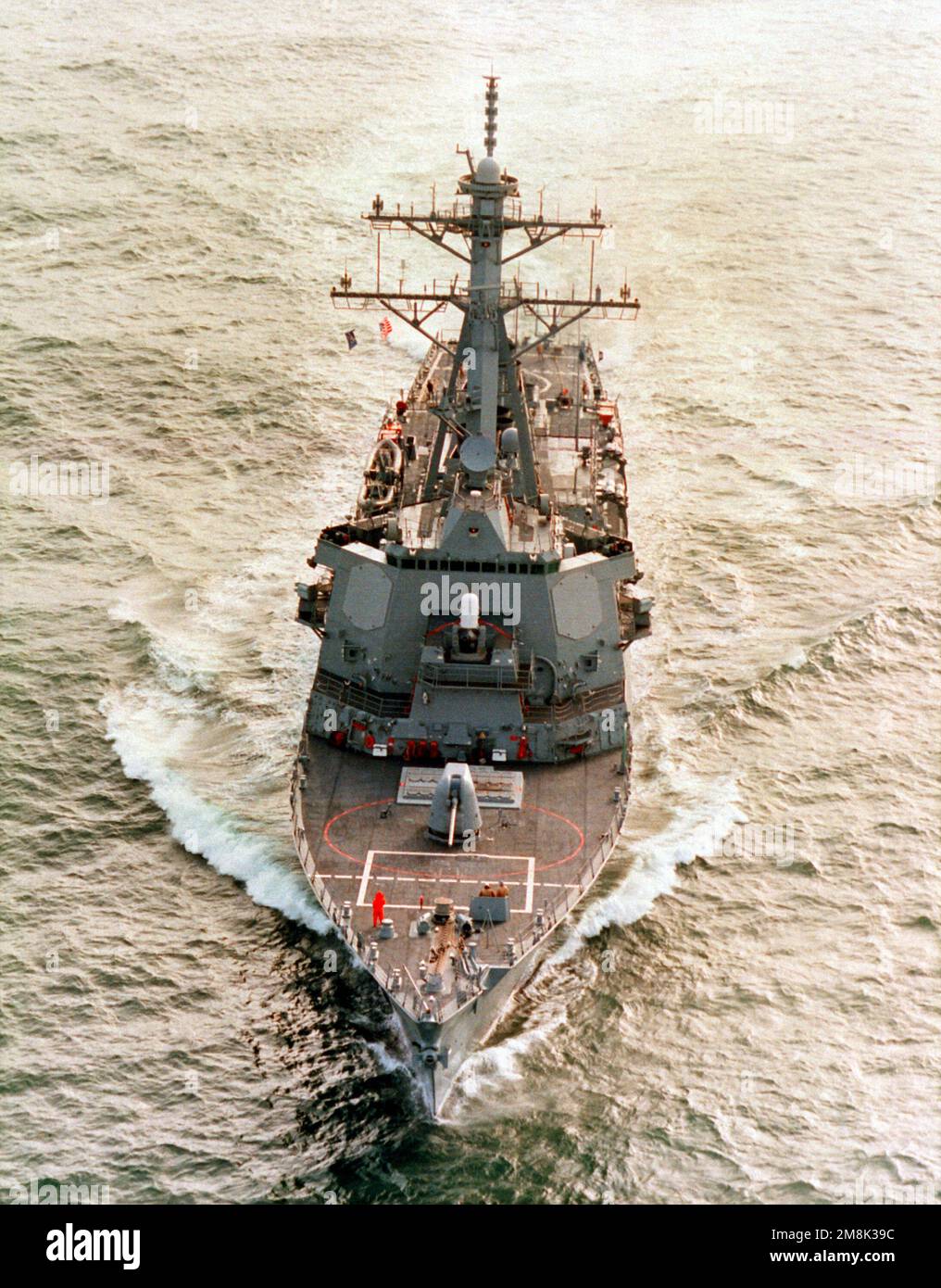 A high oblique bow-on view of the guided missile destroyer USS PAUL ...