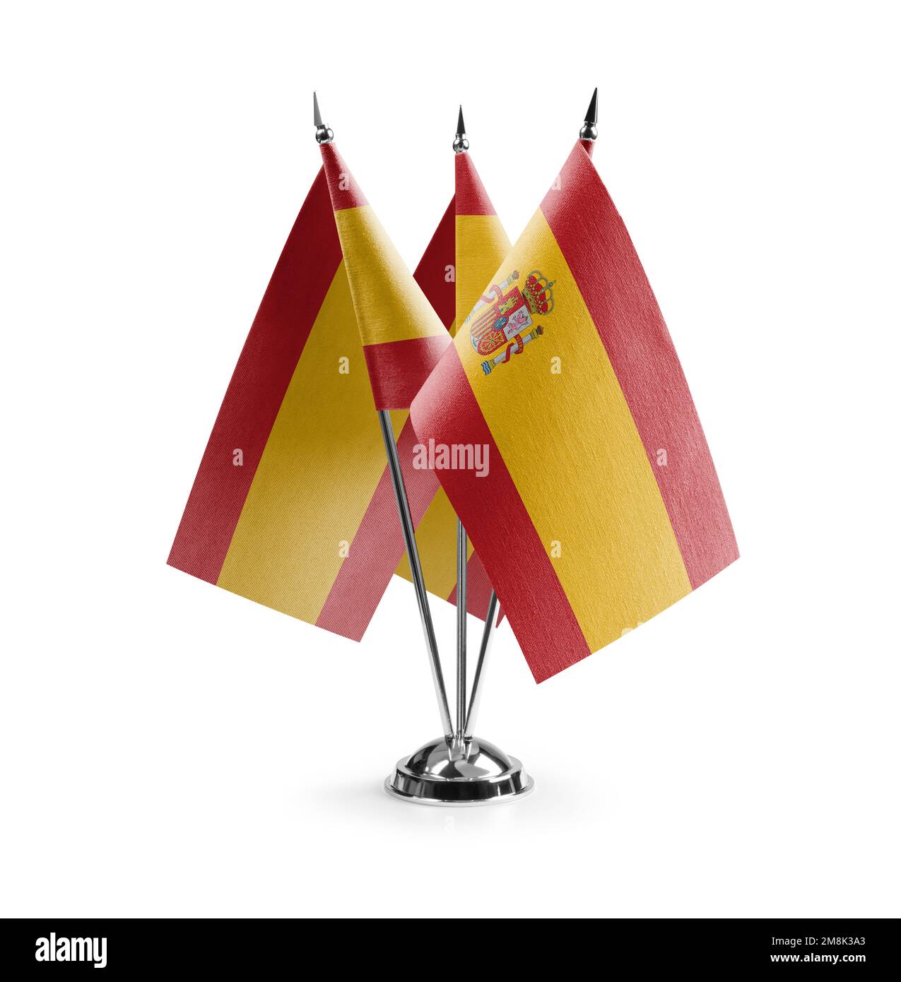 Small national flags of the Spain on a white background Stock Photo - Alamy