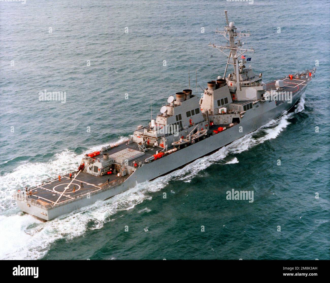 A high oblique starboard quarter view of the guided missile destroyer ...