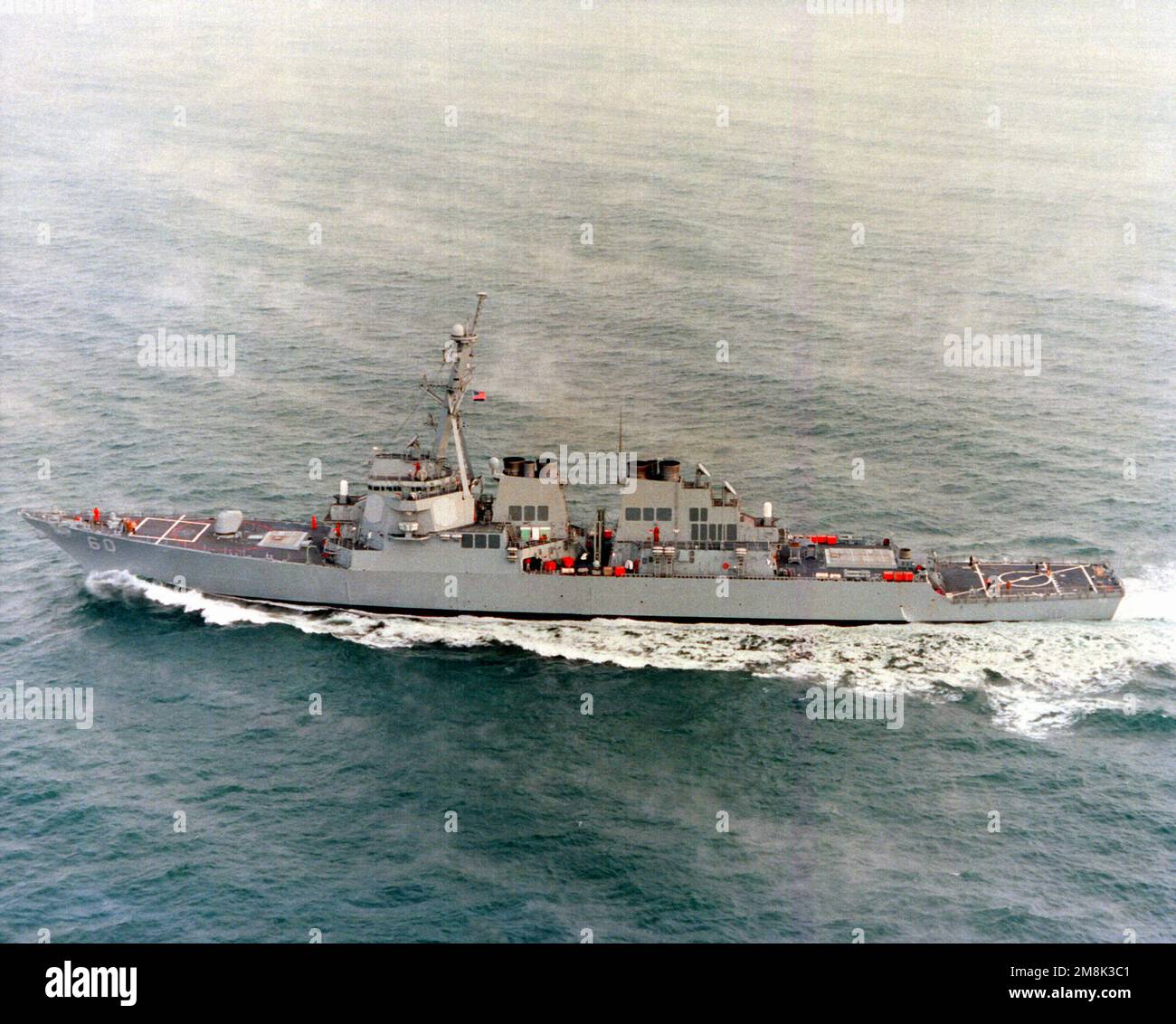 A high oblique port side view of the guided missile destroyer USS PAUL ...
