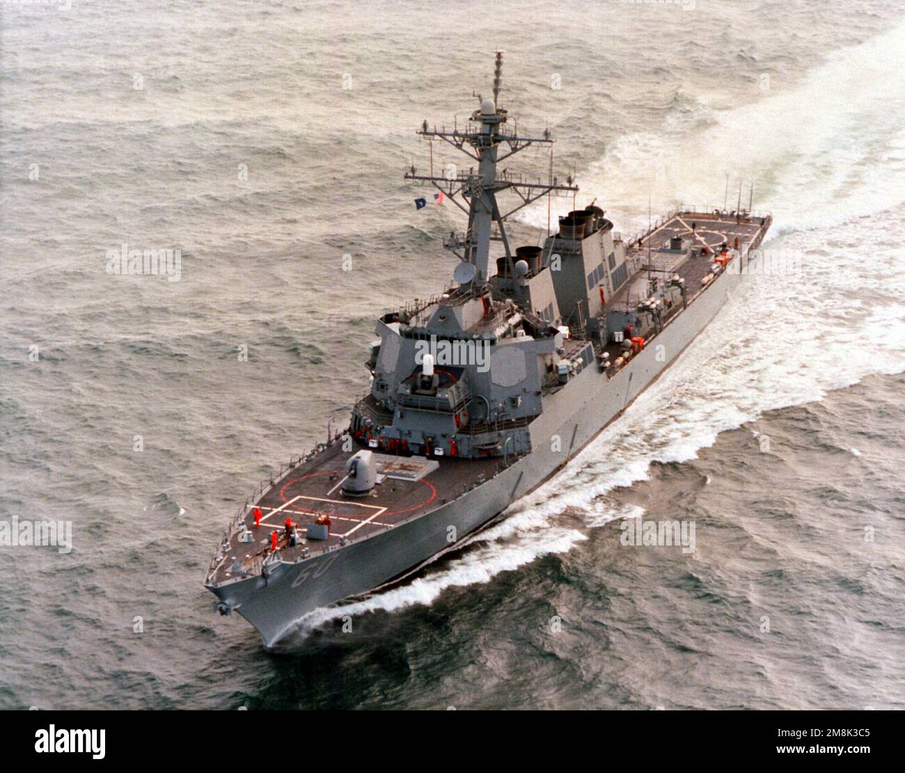 A high oblique port bow view of the guided missile destroyer USS PAUL ...