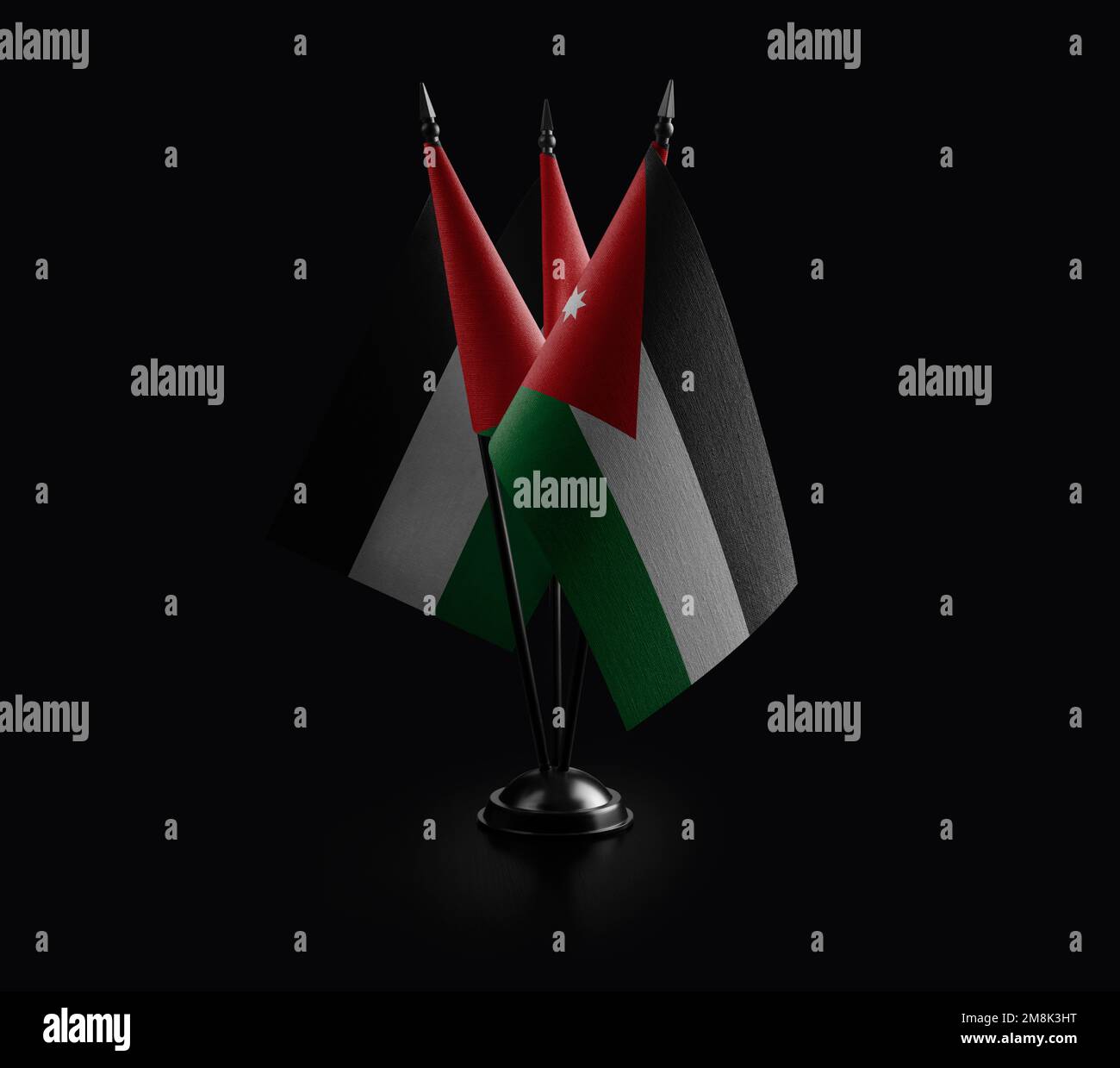 Small national flags of the Jordan on a black background Stock Photo ...