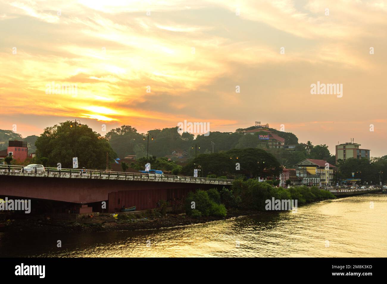 Panaji Goa India Oct 22 2022: Sunset time cruise View of the Atal Setu ...