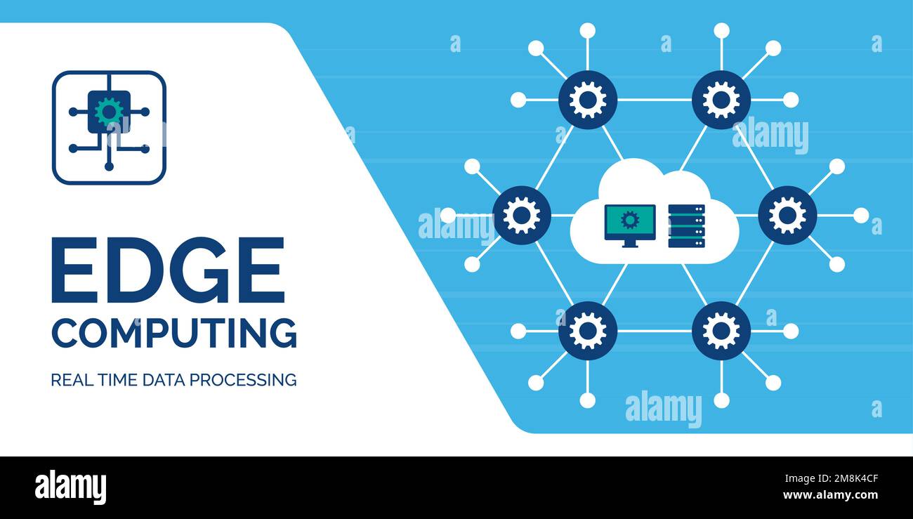 Edge computer technology and IOT banner with copy space Stock Vector ...