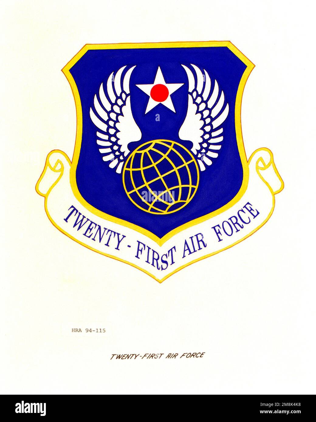 Approved Insignia of the Twenty-First Air Force.EXACT DATE SHOT UNKNOWN. Country: Unknown Stock ...