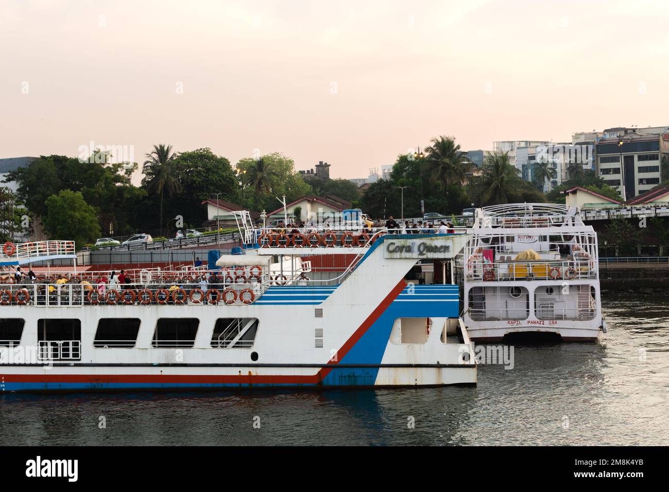 Panaji Goa India Oct 22 2022: Sunset time cruise View of the Atal Setu ...
