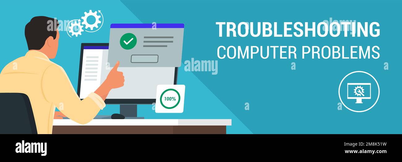 Man sitting at desk using a computer and giving a thumbs up, he ...