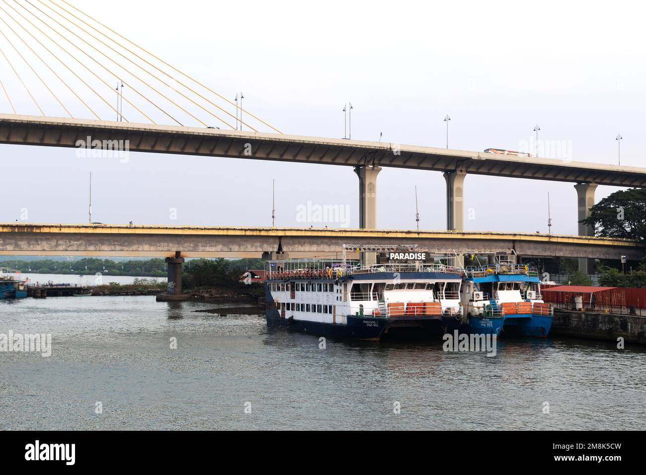 Panaji Goa India Oct 22 2022: Sunset time cruise View of the Atal Setu ...