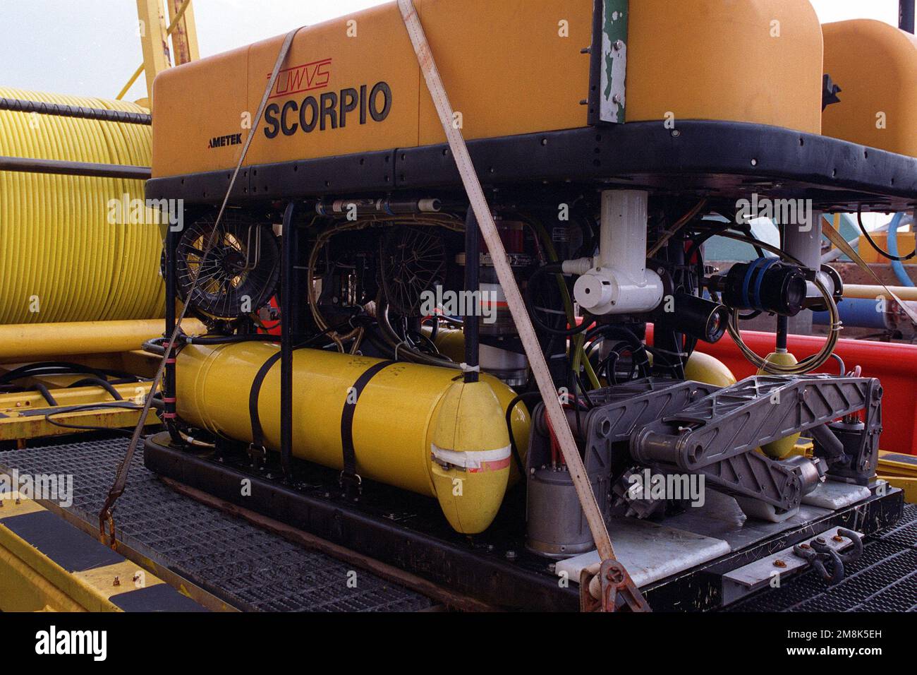 A close in view of the towed underwater vehicle sled (TUWVS) SCORPIO 2 ...
