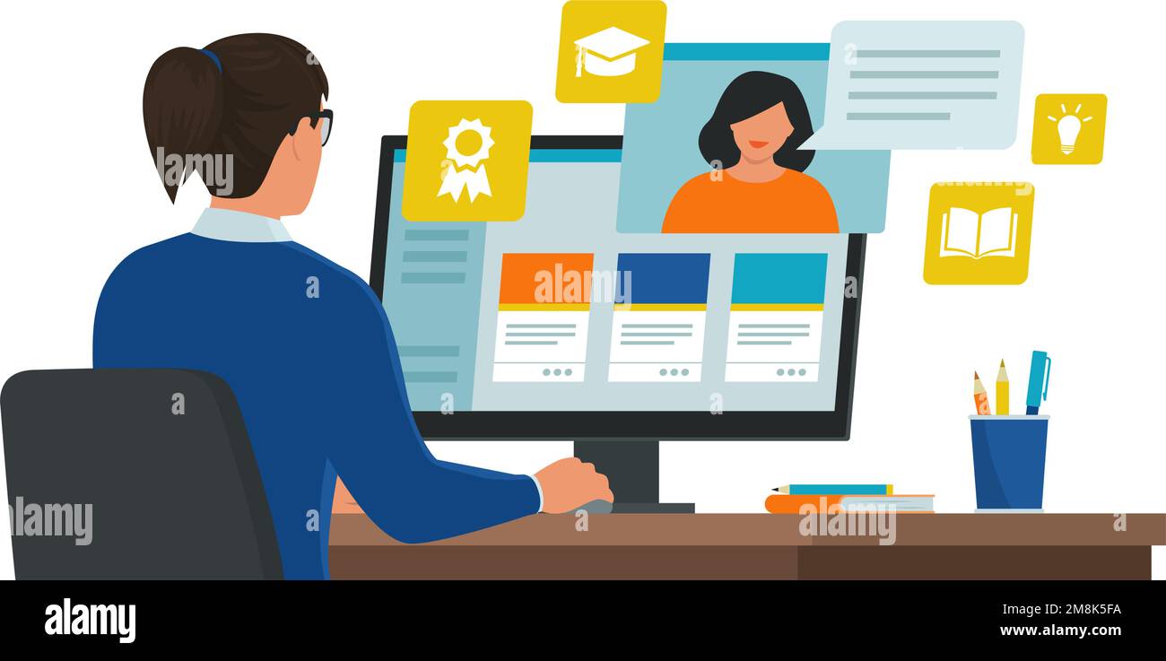 Sitting communication technology education learning Stock Vector Images ...