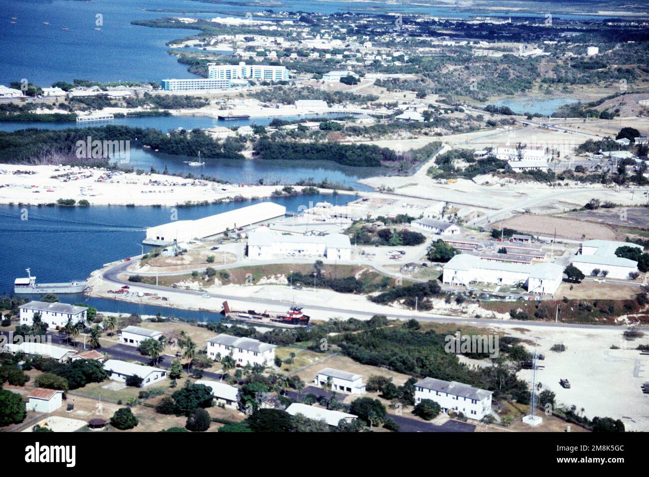An aerial view of Naval Base Guantanamo Bay's windward side. The Port ...