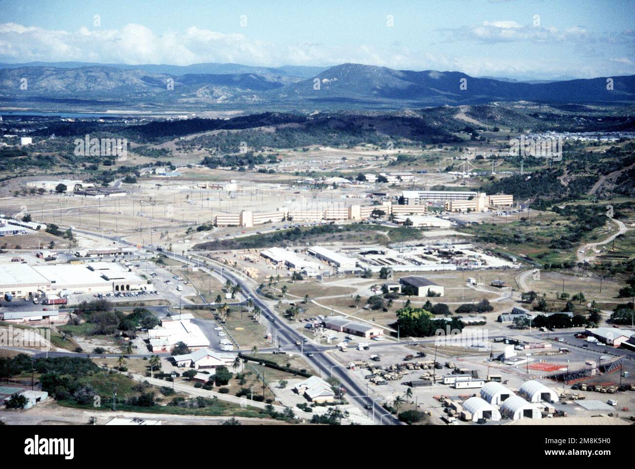 An aerial view of Naval Base Guantanamo Bay's windward side, looking ...