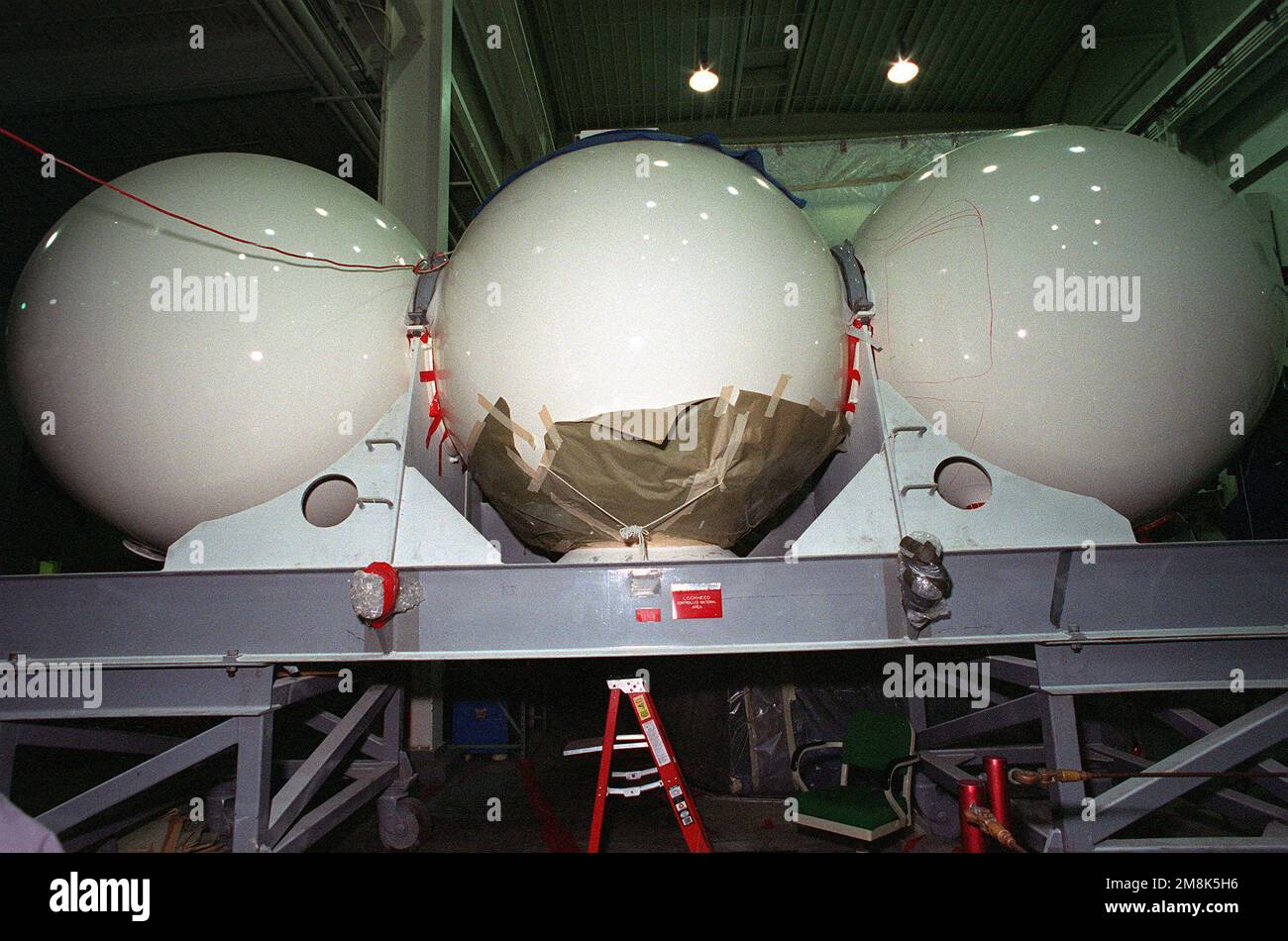 Three personnel spheres in storage for use on the MYSTIC (DSRV-1) Deep ...