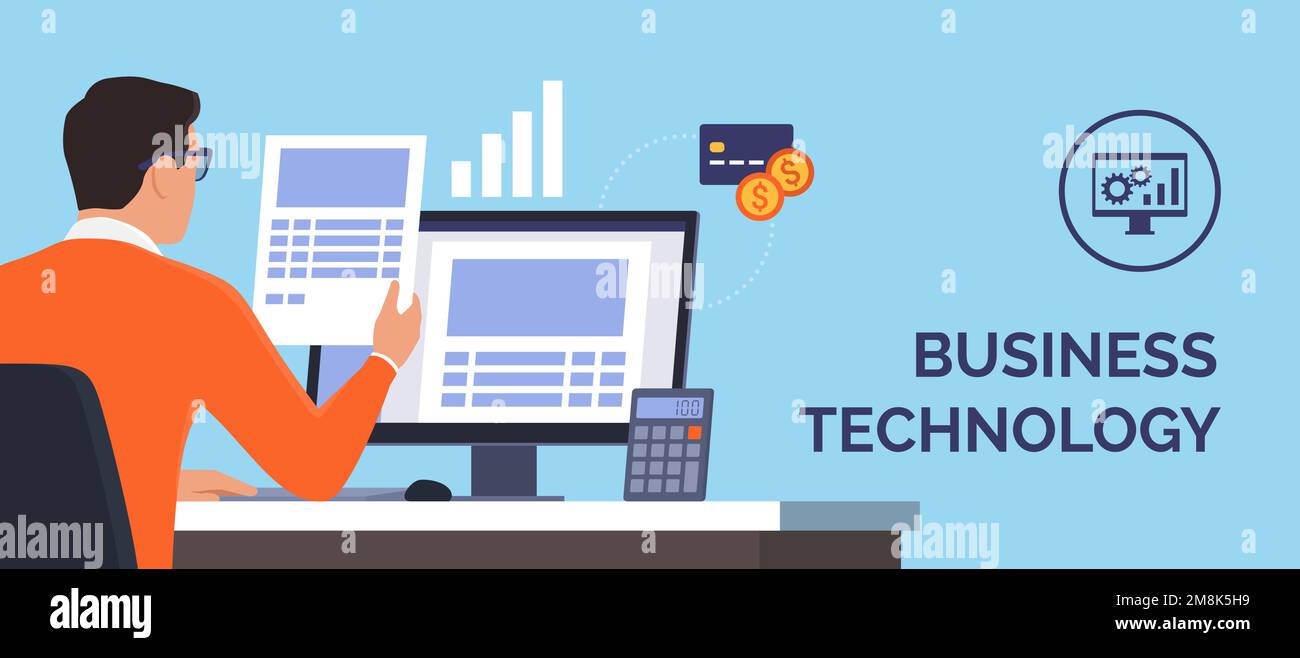 Businessman checking paperwork and electronic documents, business ...