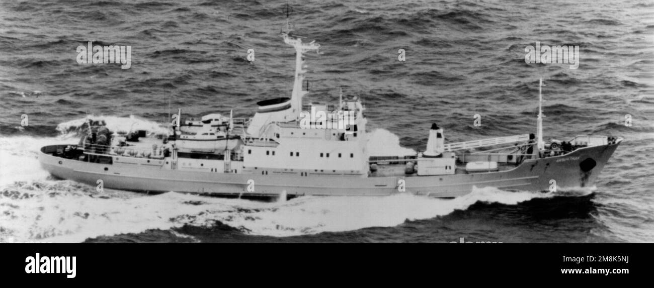 Aerial starboard side view of the Russian Pacific Fleet Moma class ...
