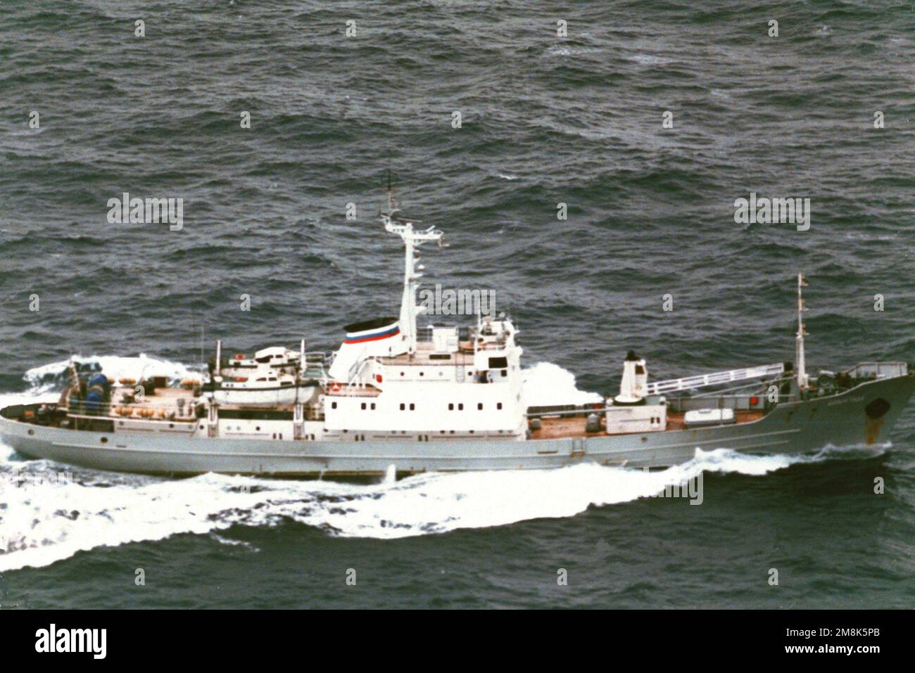 Aerial starboard side view of a Russian Pacific Fleet Moma class ...