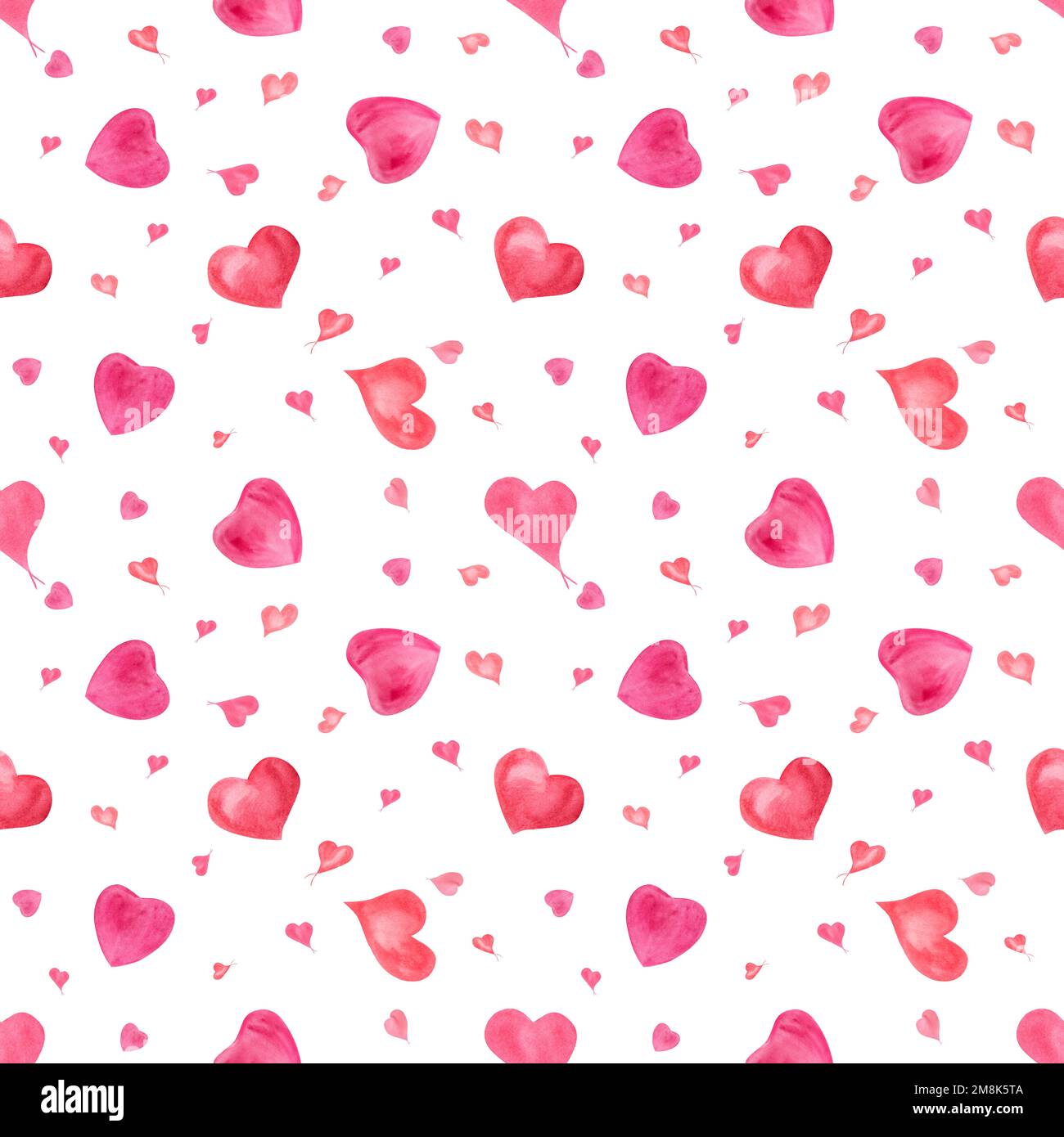 Watercolor seamless pattern of hearts isolated on white background ...