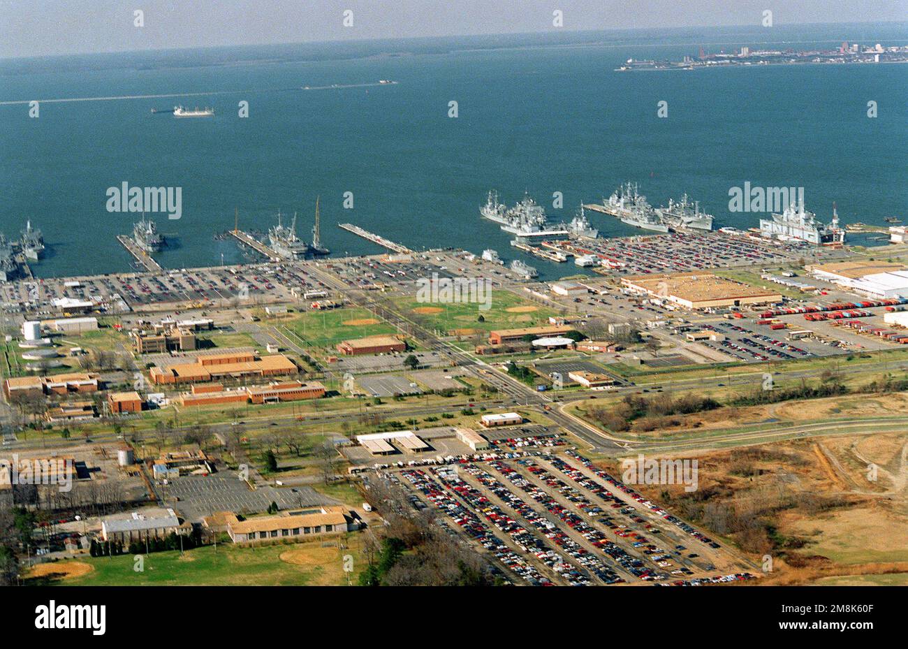 An aerial view, looking west-southwest, of a portion of the Norfolk ...