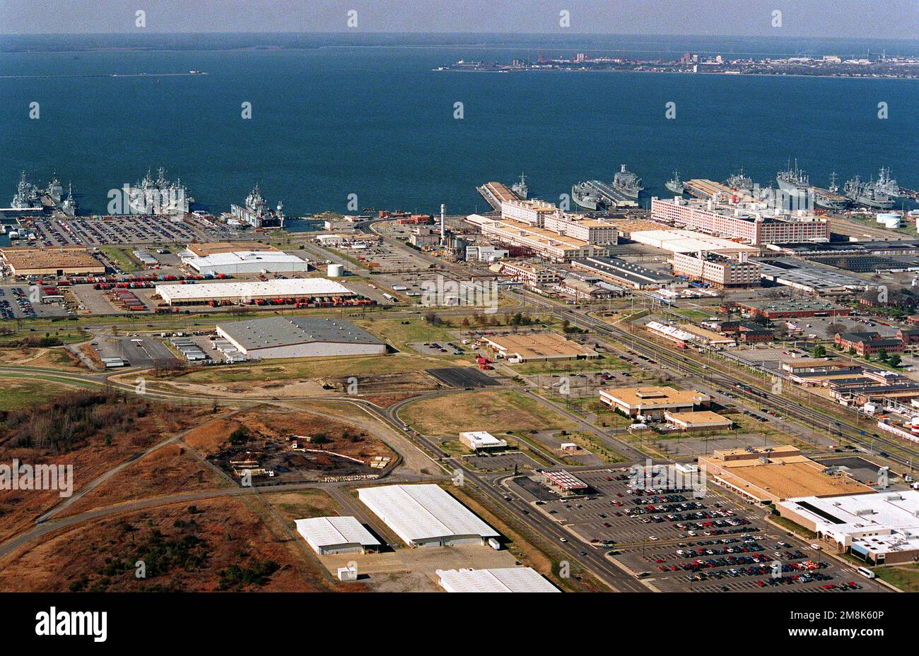 An aerial view, looking west-southwest, of a portion of the Norfolk ...