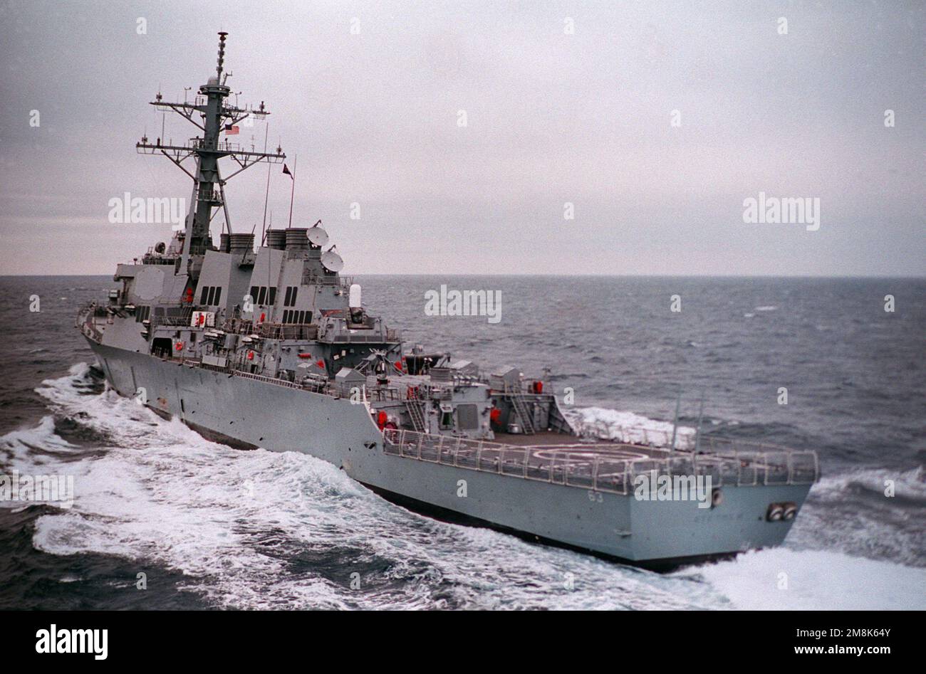 An aerial port quarter (135 degrees off centerline) of the guided ...