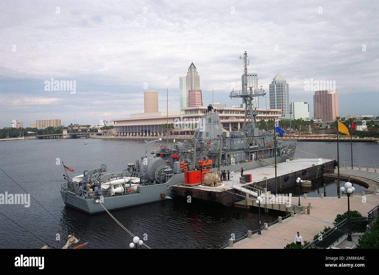 A starboard quarter view of the mine counter measures ship USS CHIEF ...