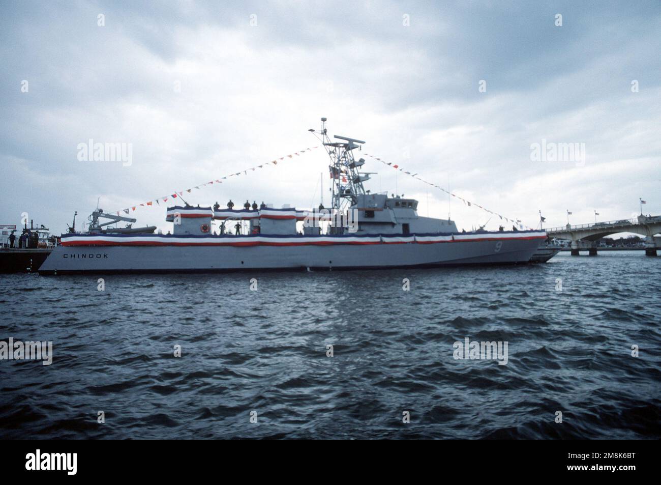 A starboard side view of the coastal patrol ship USS CHINOOK (PC-9 ...