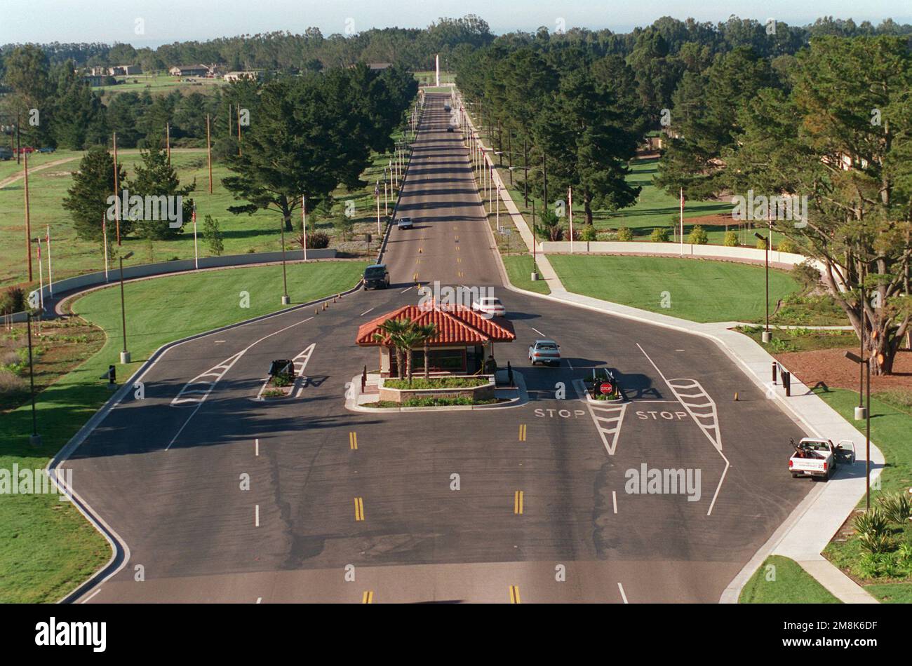 An aerial view of the main gate. Base: Vandenberg Air Force Base State ...
