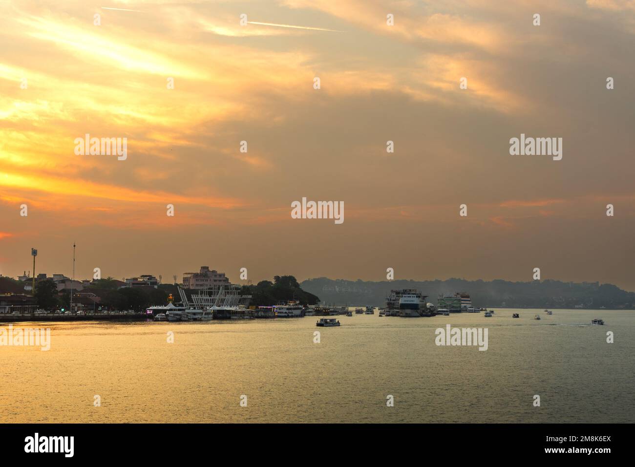 Panaji Goa India Oct 22 2022: Sunset time cruise View of the Atal Setu ...