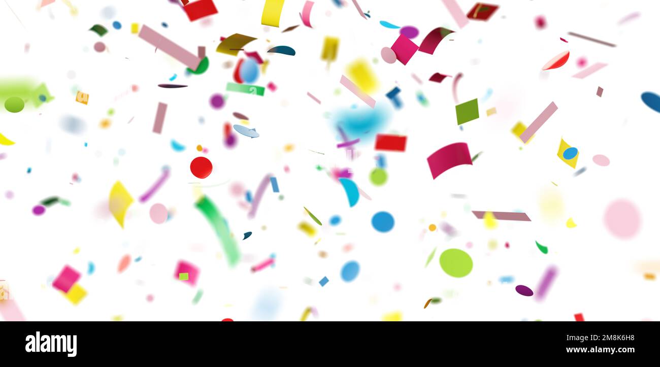 confetti pieces and ribbon Falling in colorful colors. Carnival, New ...