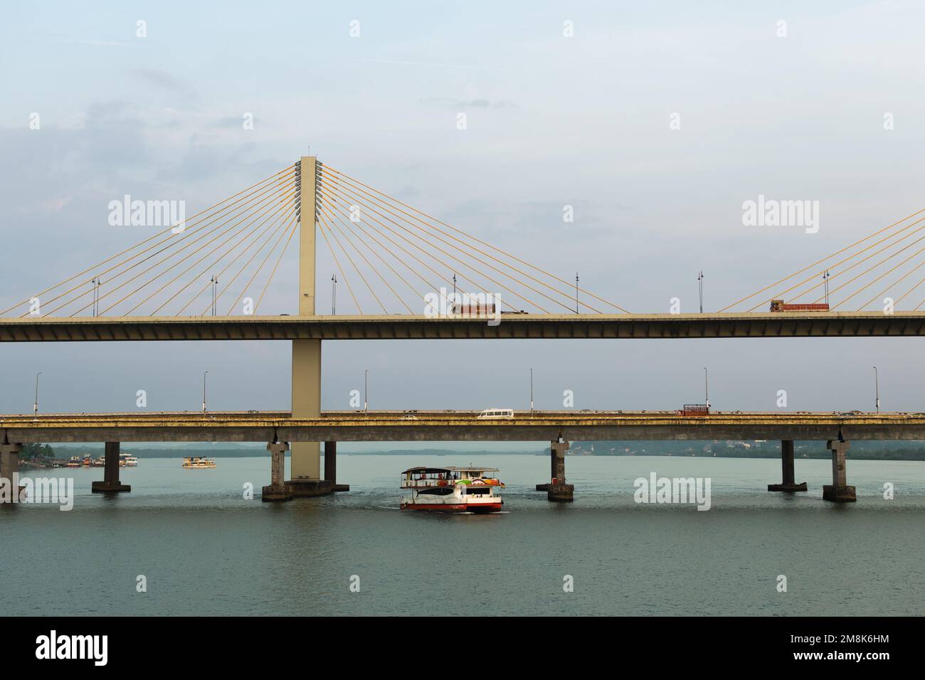 Panaji Goa India Oct 22 2022: Sunset time cruise View of the Atal Setu ...