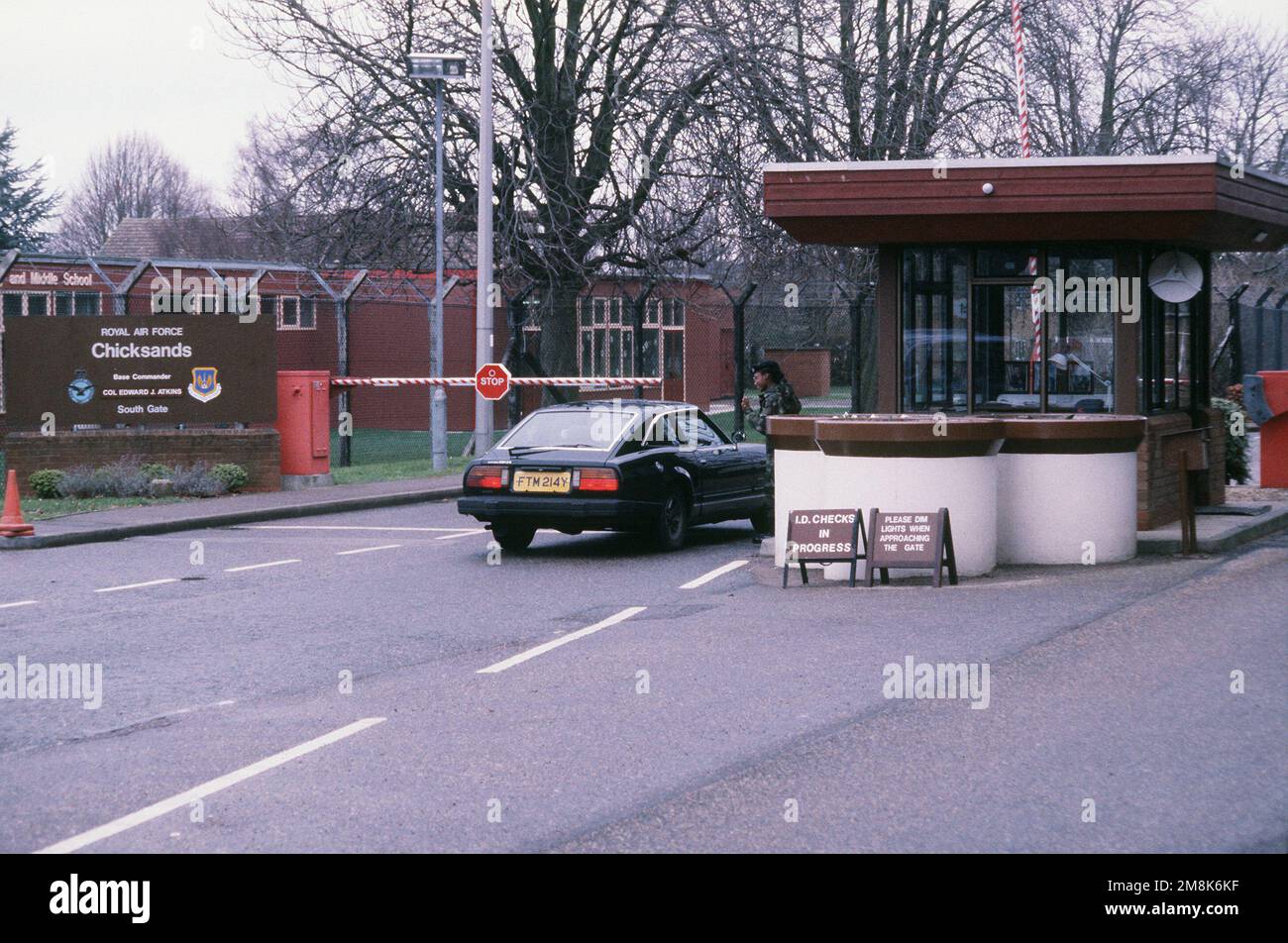 A medium view of the Royal Air Force Chicksands main gate. Base: Raf ...