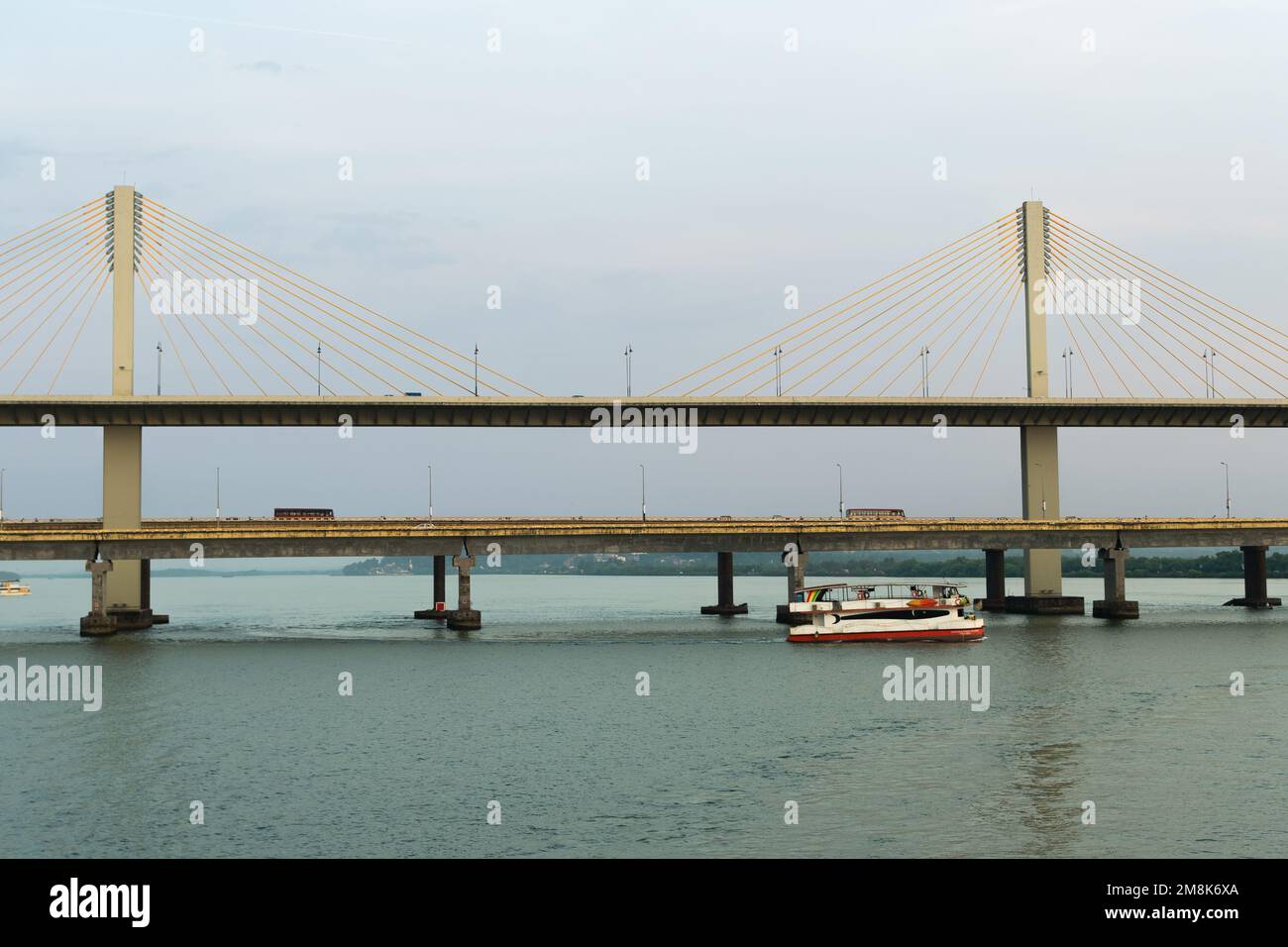Panaji Goa India Oct 22 2022: Sunset time cruise View of the Atal Setu ...