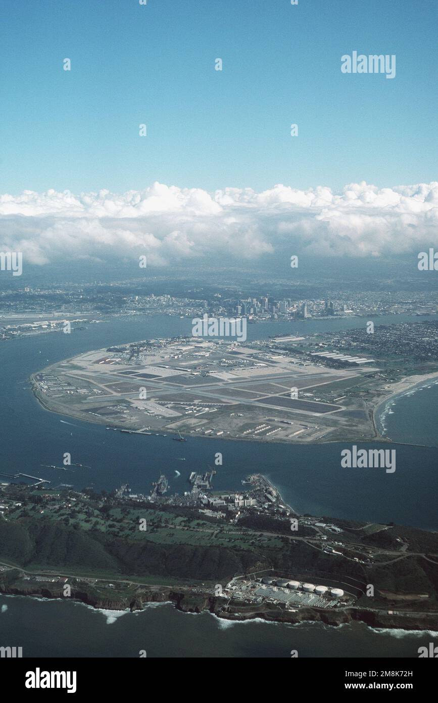 High oblique aerial view looking southeast (vertical format) of major ...