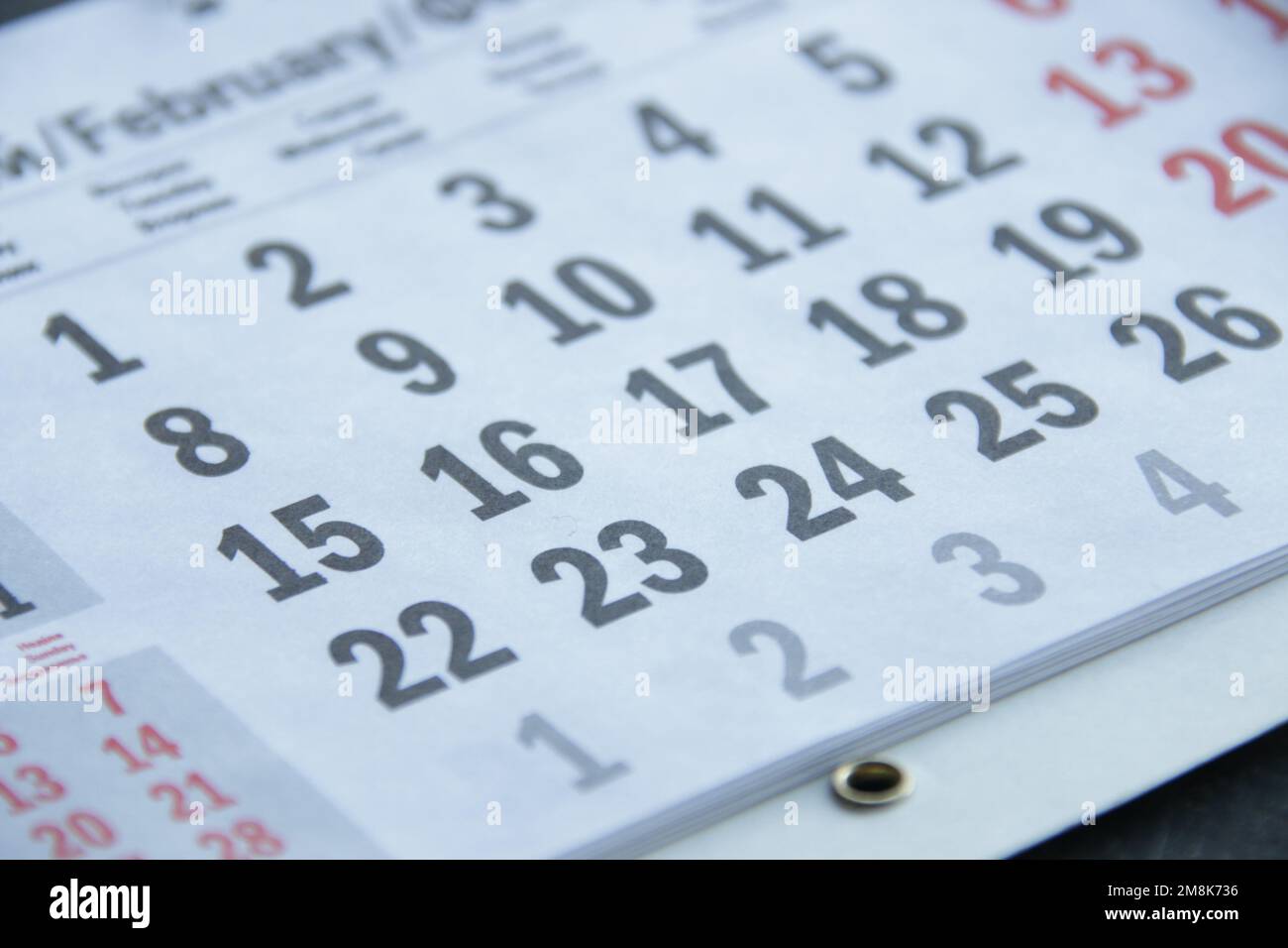 Calendar page with date. Calendar sheet Stock Photo - Alamy