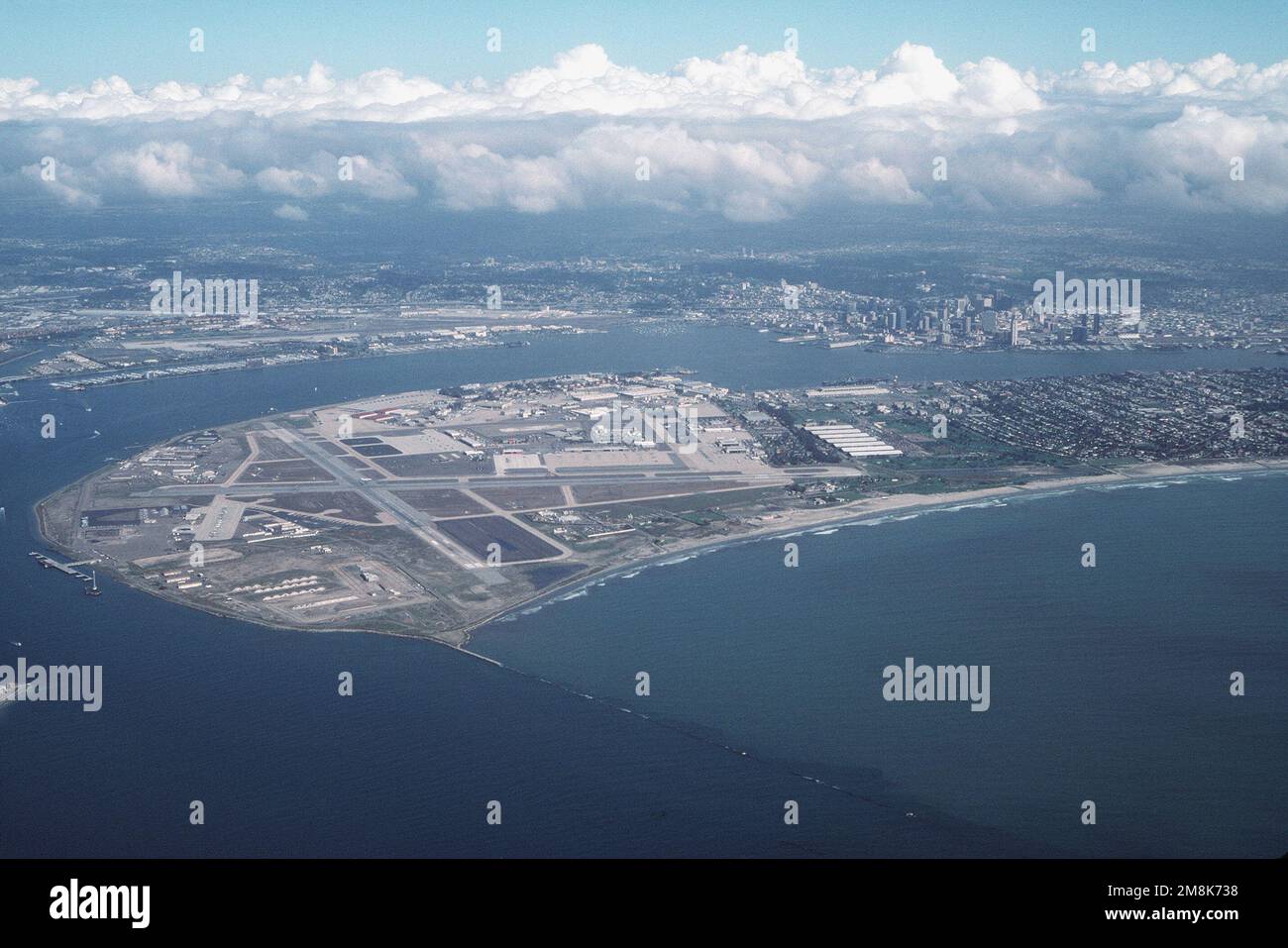 High oblique aerial view of the Naval Air Station North Island looking ...