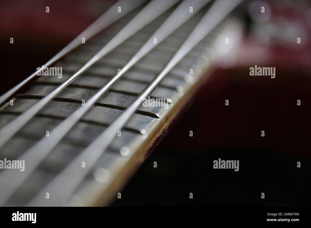 Vintage bass guitar strings, close up. Electric Bass Guitar Stock Photo ...