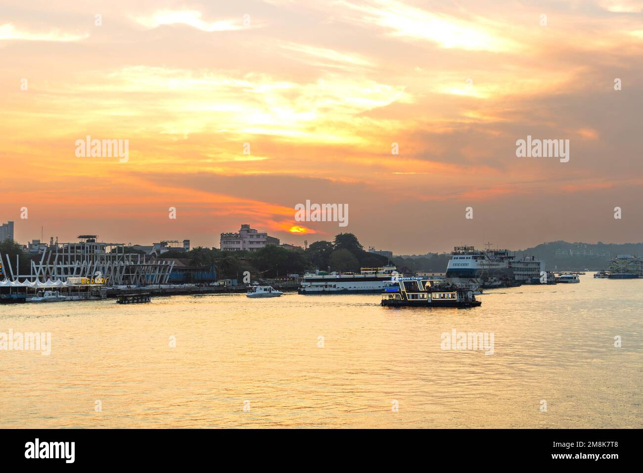 Panaji Goa India Oct 22 2022: Sunset time cruise View of the Atal Setu ...