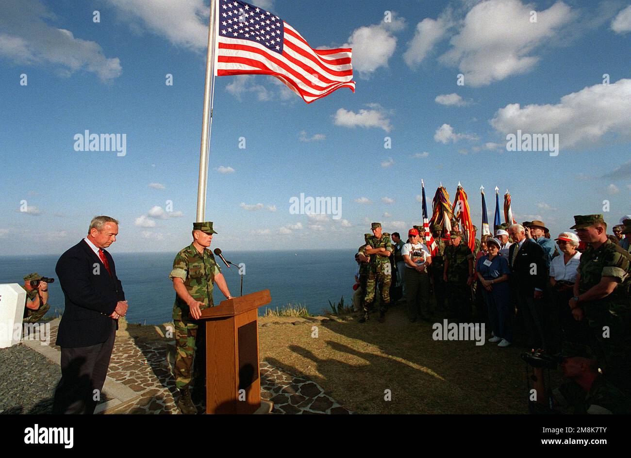 Atop Mount Suribachi, General Carl Mundy, Jr., Commandant of the Marine ...