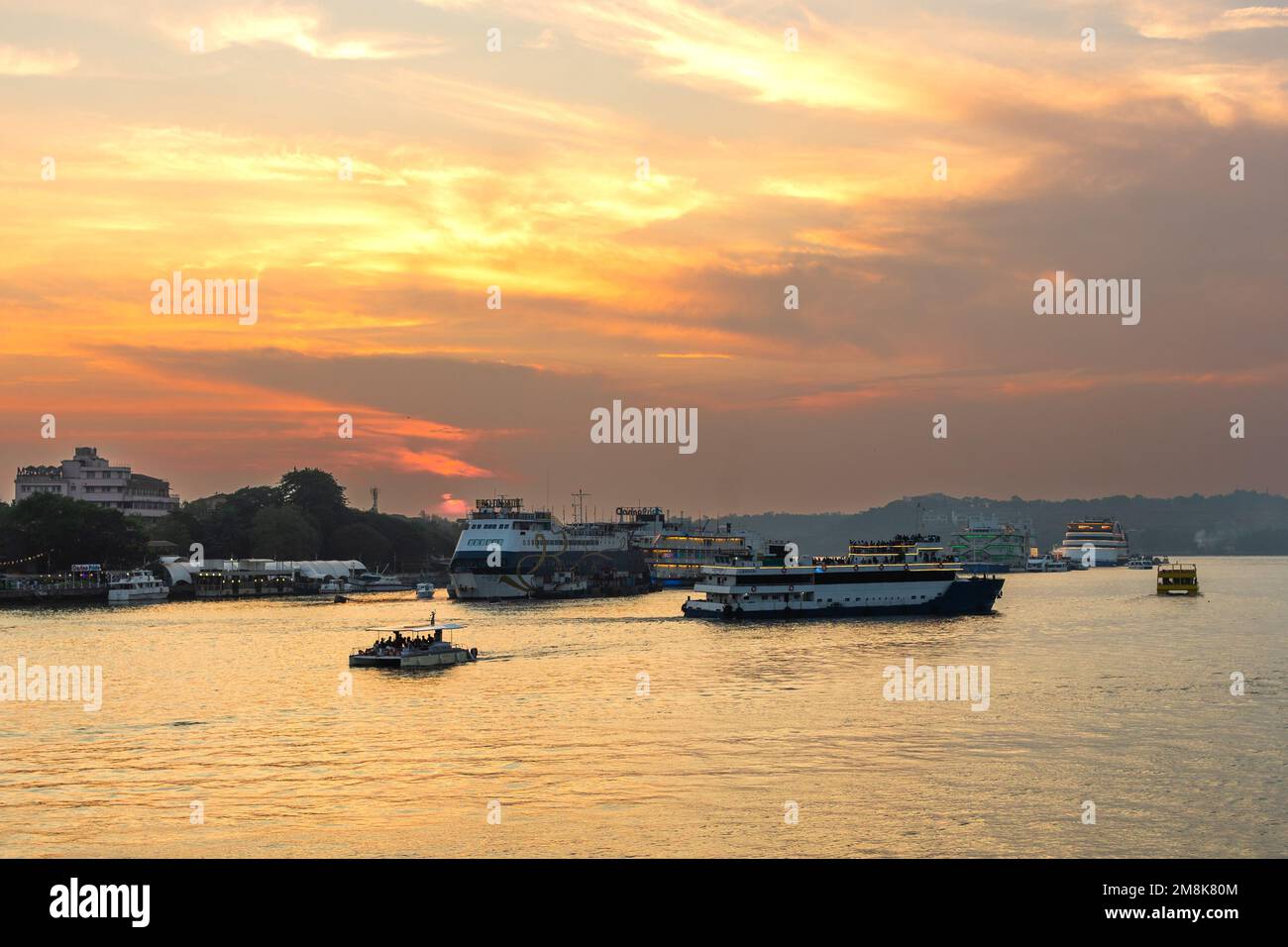 Panaji Goa India Oct 22 2022: Sunset time cruise View of the Atal Setu ...