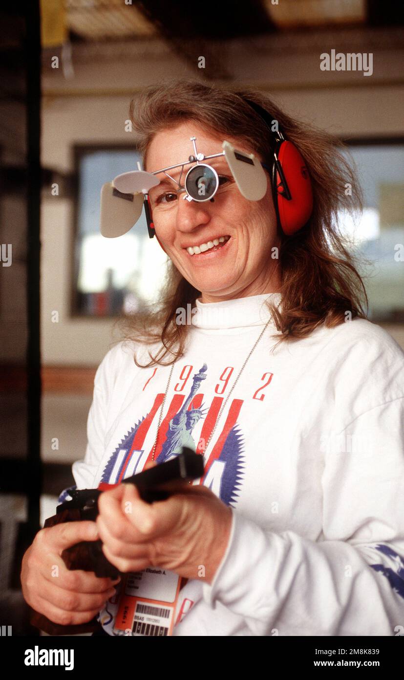 US Army STAFF SGT. Libby Callahan poses at a practice session on the ...