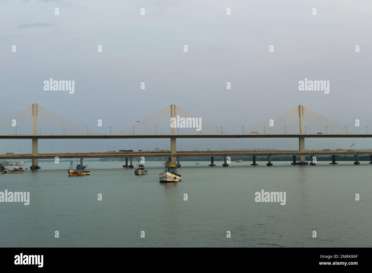 Panaji Goa India Oct 22 2022: Sunset time cruise View of the Atal Setu ...