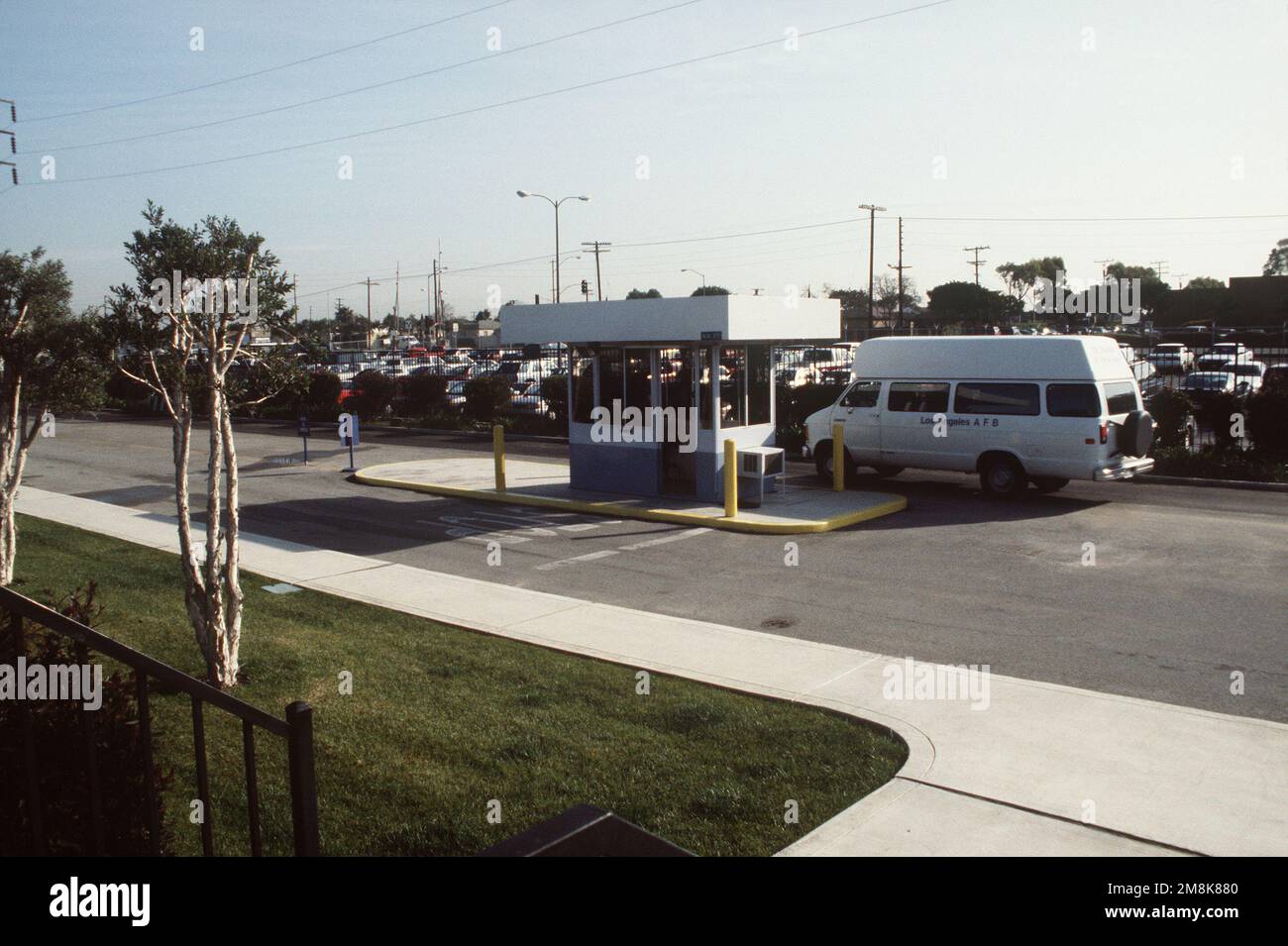 A close-up view of the main gate. Base: Los Angeles Air Force Base ...