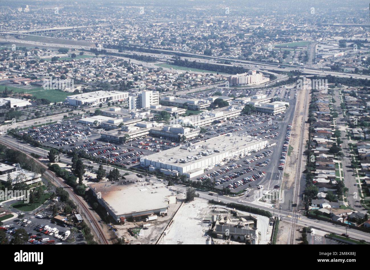 An aerial view of the base looking east. Base: Los Angeles Air Force ...