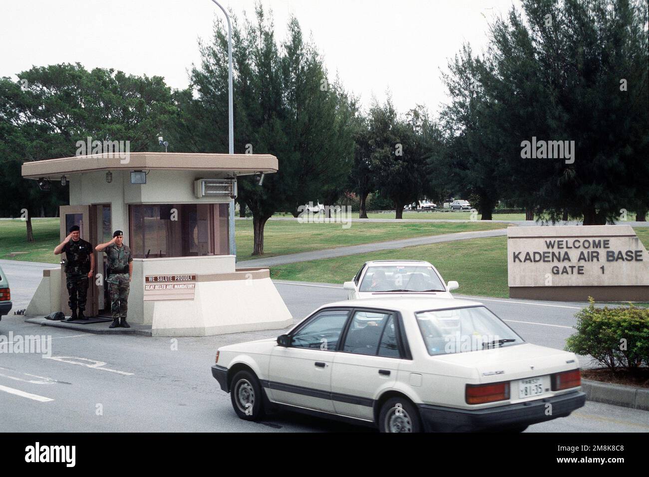 A medium-range view of the main gate. Base: Kadena Air Base State: Okinawa Country: Japan (JPN ...