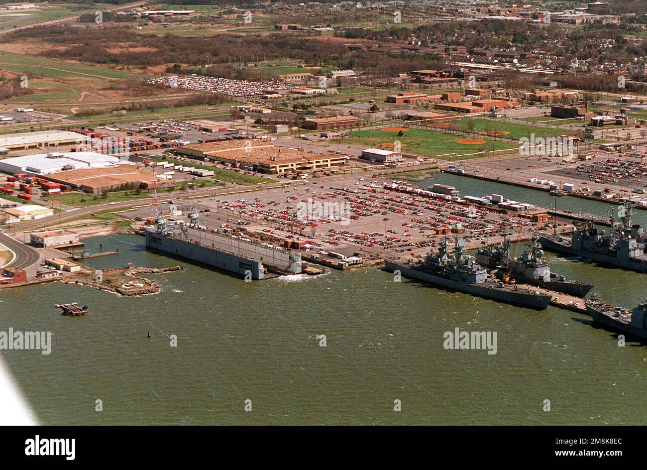 An aerial view of part of the destroyer and submarine piers (D&S) piers ...