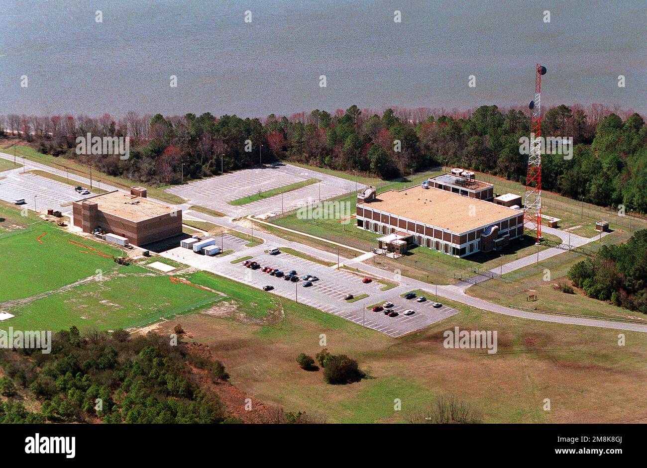 An aerial view of the fire station and communications center located on ...