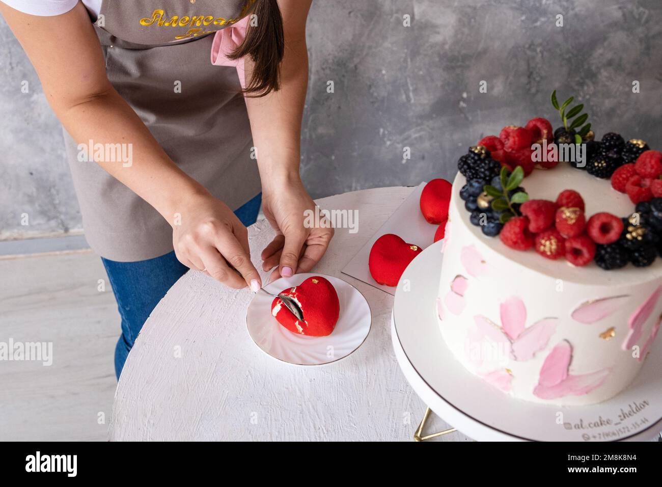 Image of batch of homemade, Strawberry Mousse Cake Stock Photo - Alamy
