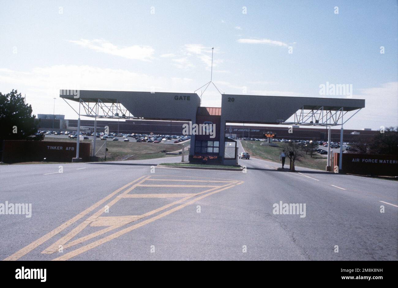 A medium-range view of the main gate. Base: Tinker Air Force Base State ...