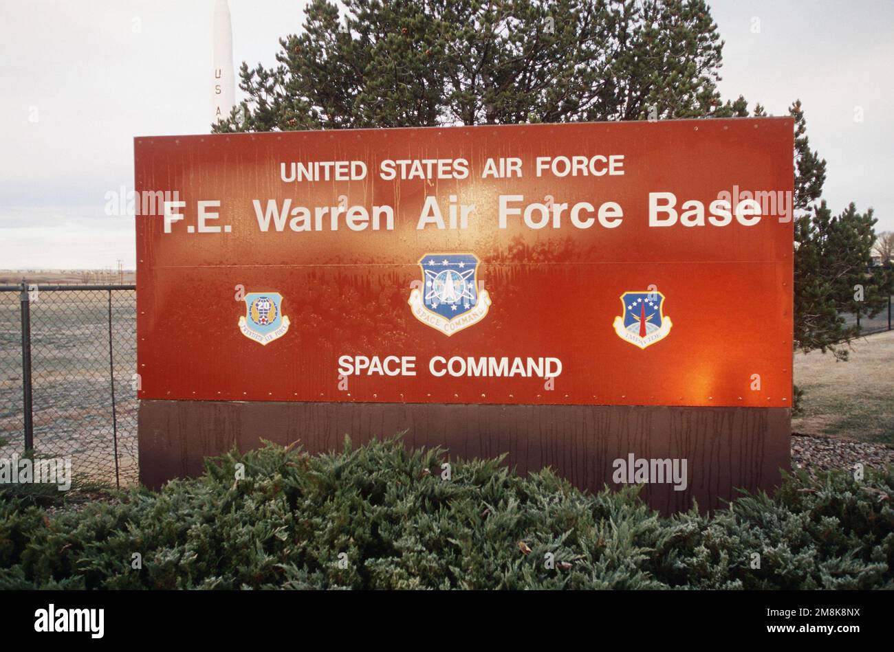 A close-up view of the base sign at the main gate. Base: Francis E ...